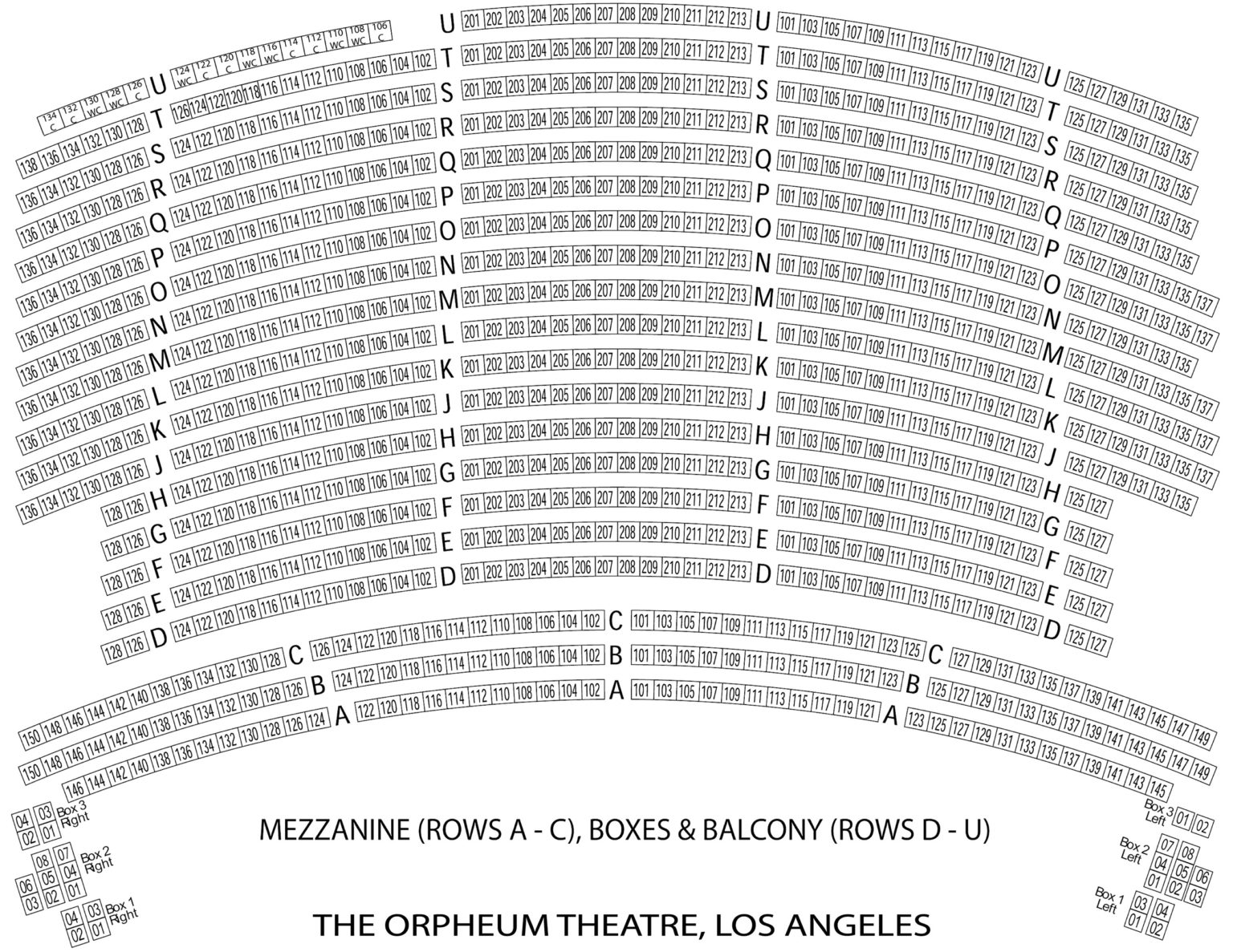 Seating Chart – Los Angeles Orpheum